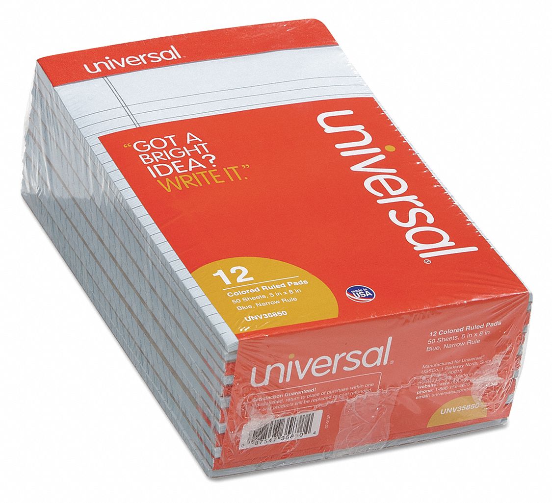 UNIVERSAL, 5 in x 8 in Sheet Size, Narrow, Notepad - 35X099|UNV35850 ...