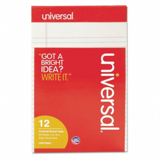 UNIVERSAL, 5 in x 8 in Sheet Size, Narrow, Notepad - 35X101|UNV35851 ...