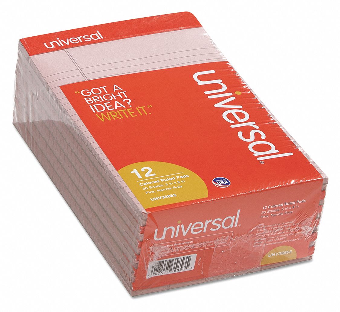 UNIVERSAL, 5 in x 8 in Sheet Size, Narrow, Notepad - 35X103|UNV35853 ...