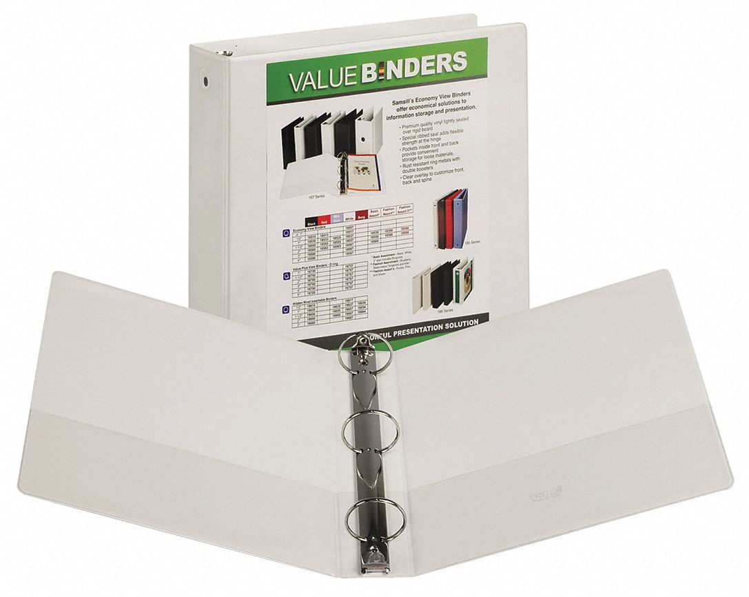 View Binder,Nonstick,2 In,White - Grainger