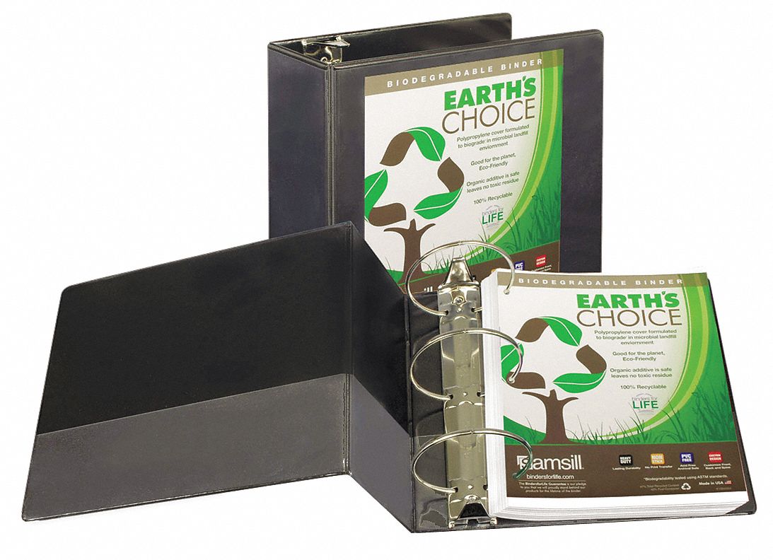 View Binder,Biodegradable,5 In,Black - Grainger