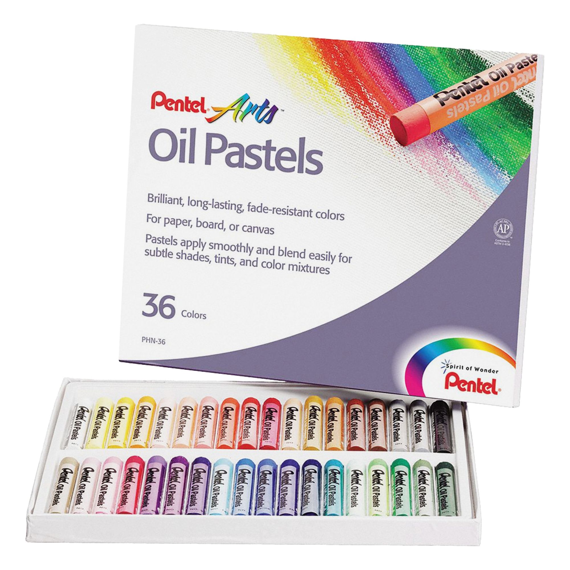 PENTEL, 1 Packs per Case, Non-Toxic, Oil Pastels - 35X908|PENPHN36 ...