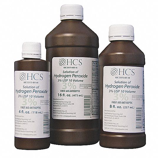 Hydrogen Peroxide, Liquid Solution, Bottle, 16.000 oz, 16 oz, PK 12 ...