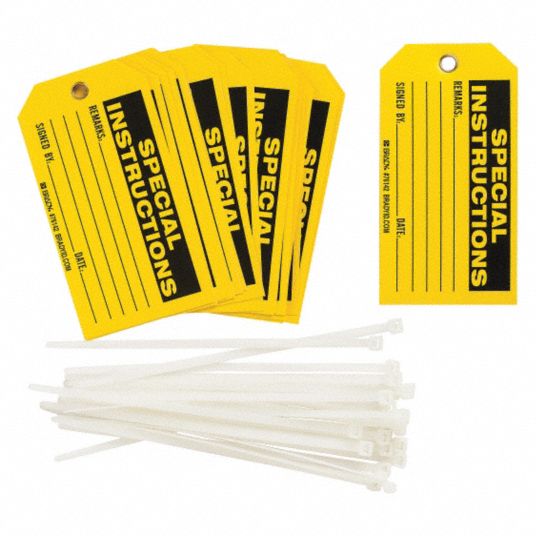 Black/Yellow, Cable Tie, Tags - 35XF94|76142 - Grainger