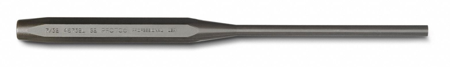 PROTO Long Drive Pin Punch: 7/32 in Tip Size, 7/16 in Shank Wd, 8 in ...