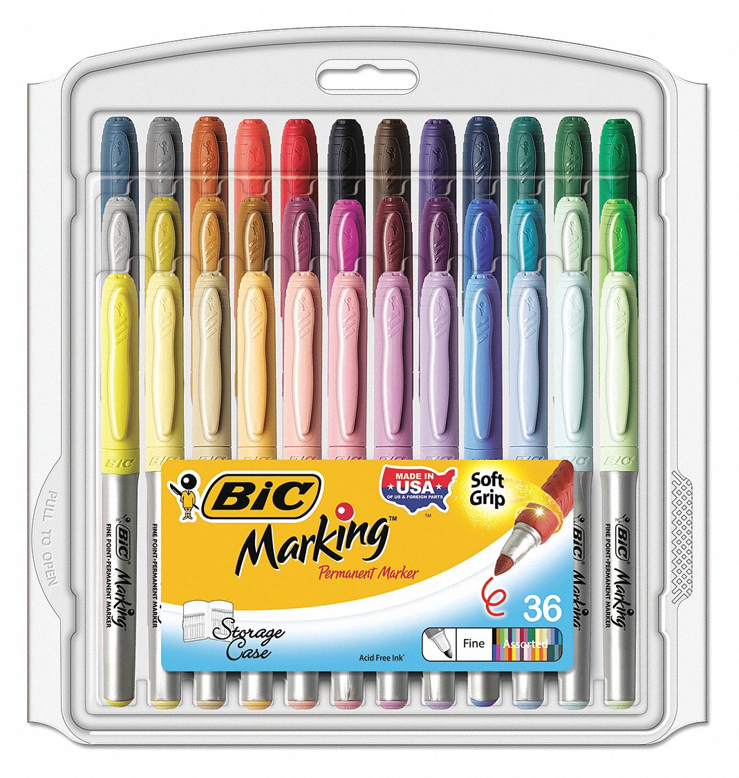 BIC, Assorted, Capped, Permanent Marker - 35Y033|BICGXPMP361ASST - Grainger