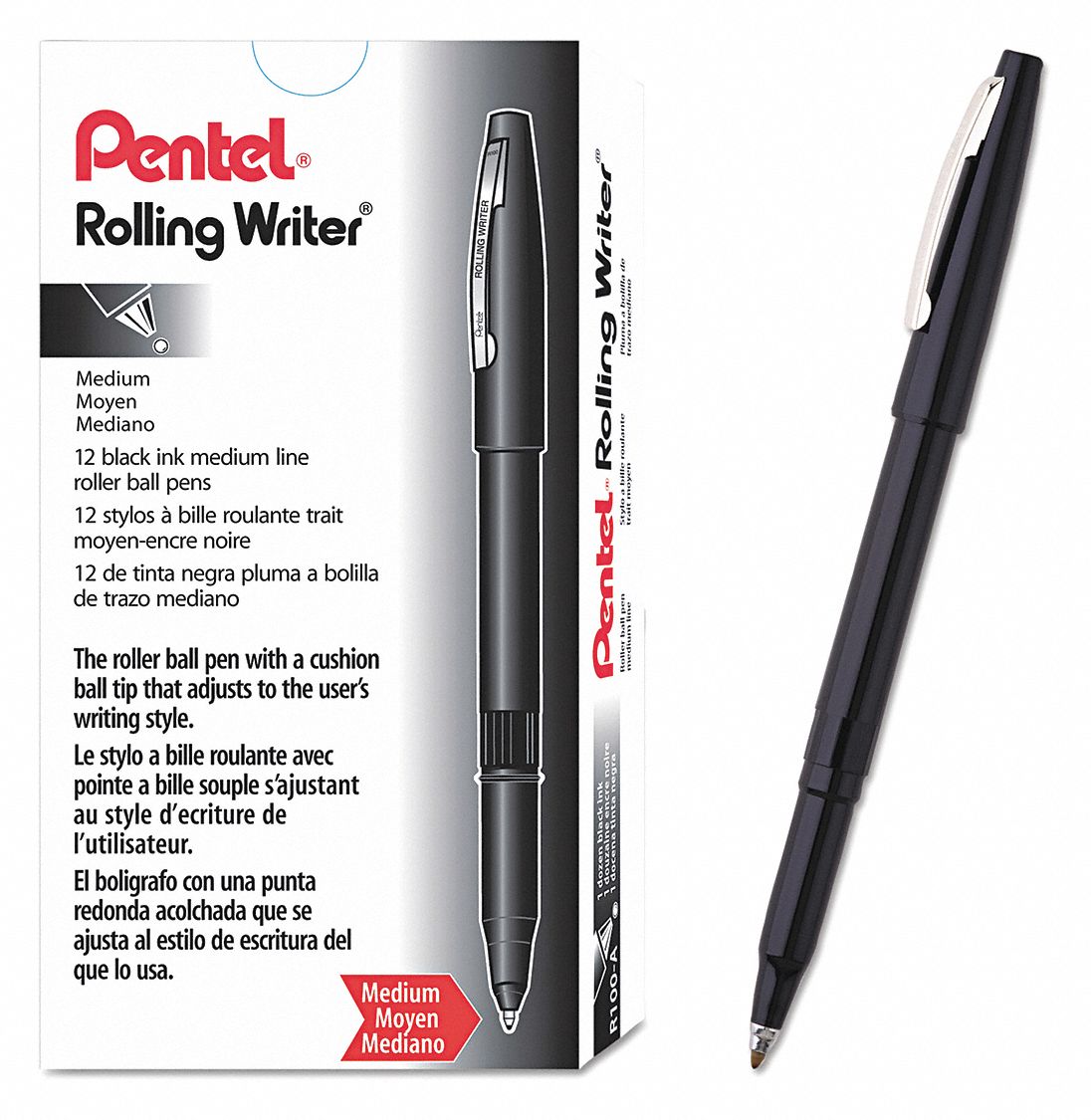 PENTEL, Rolling Writer®, Black, Rollerball Pen - 35Y357|PENR100A - Grainger