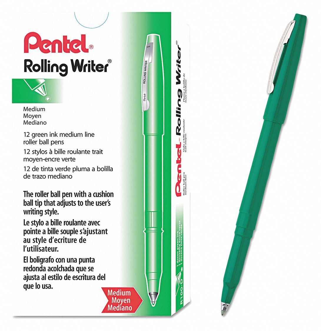 PENTEL, Rolling Writer®, Green, Rollerball Pen - 35Y358|PENR100D - Grainger