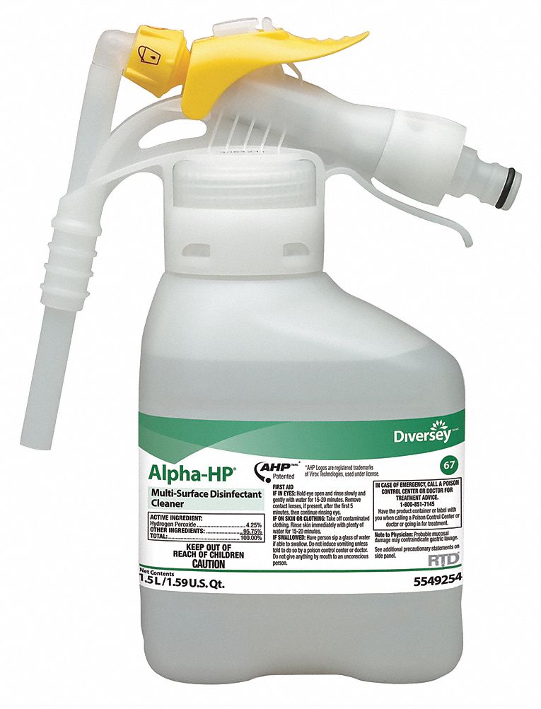 DIVERSEY Multi-Surface Disinfectant Cleaner: Alpha-HP, 67, Fits RTD ...