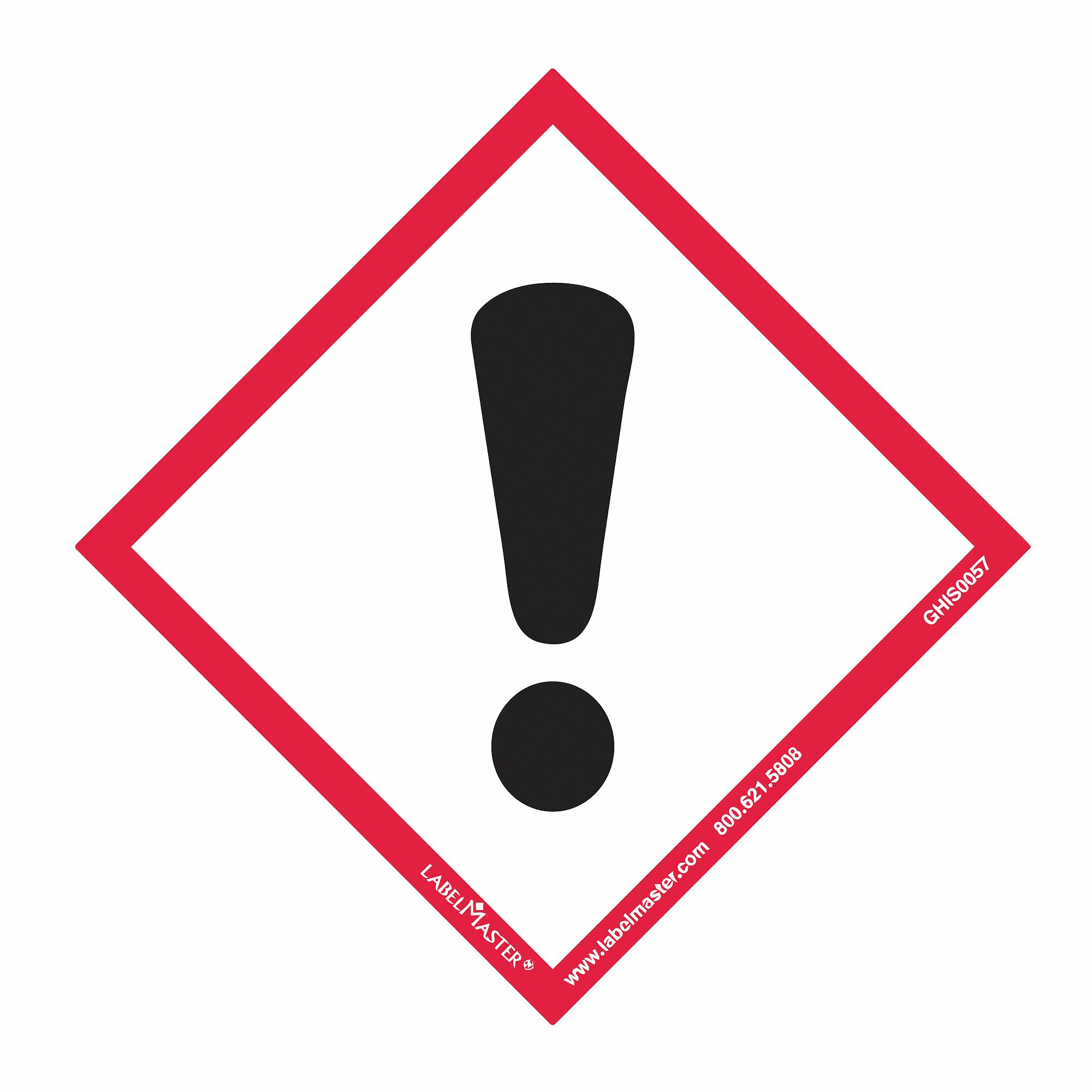 LABELMASTER GHS Exclamation Mark Label, Paper, 4 in Height, 4 in Width ...