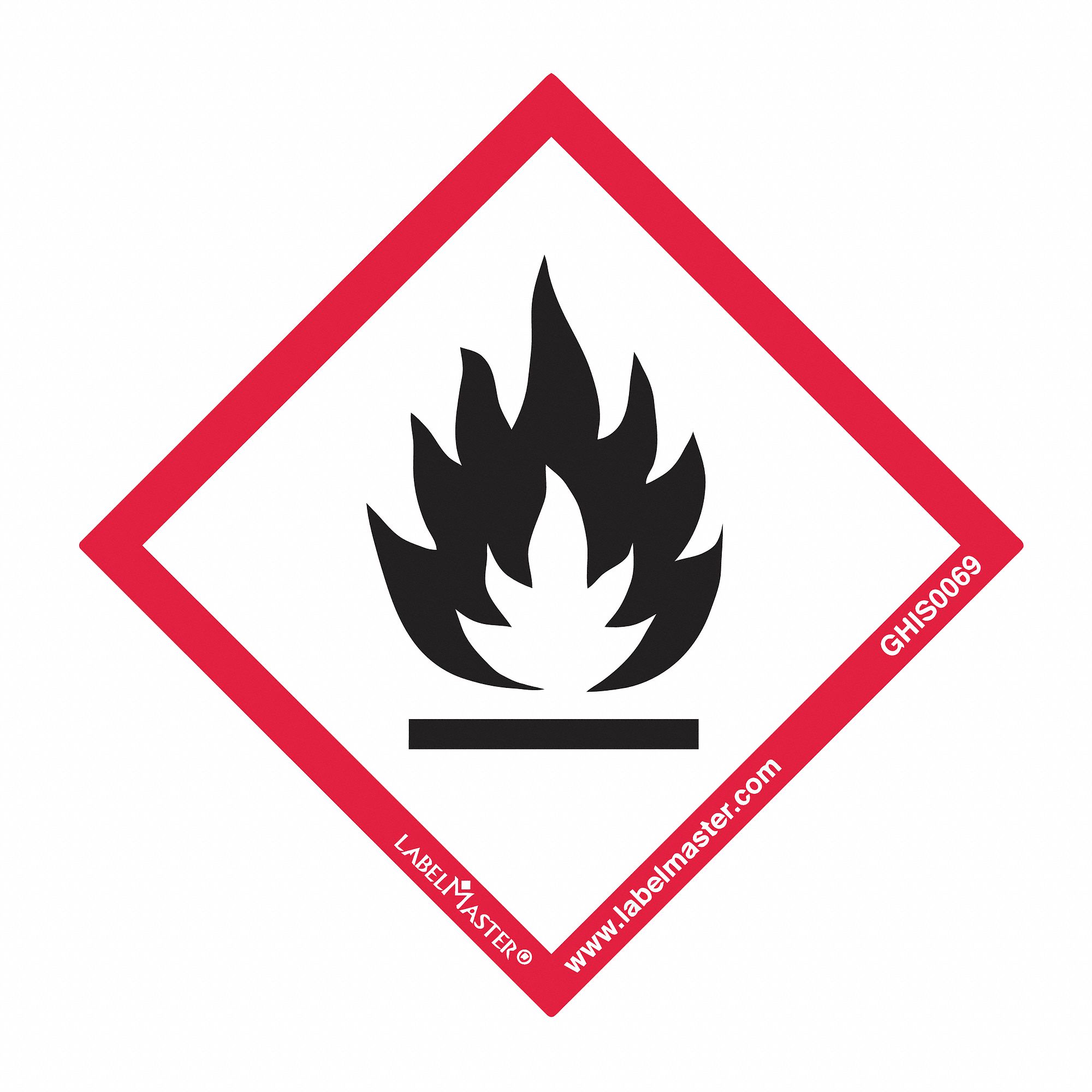 LABELMASTER GHS Flame Label, Polypropylene, 2 in Height, 2 in Width ...