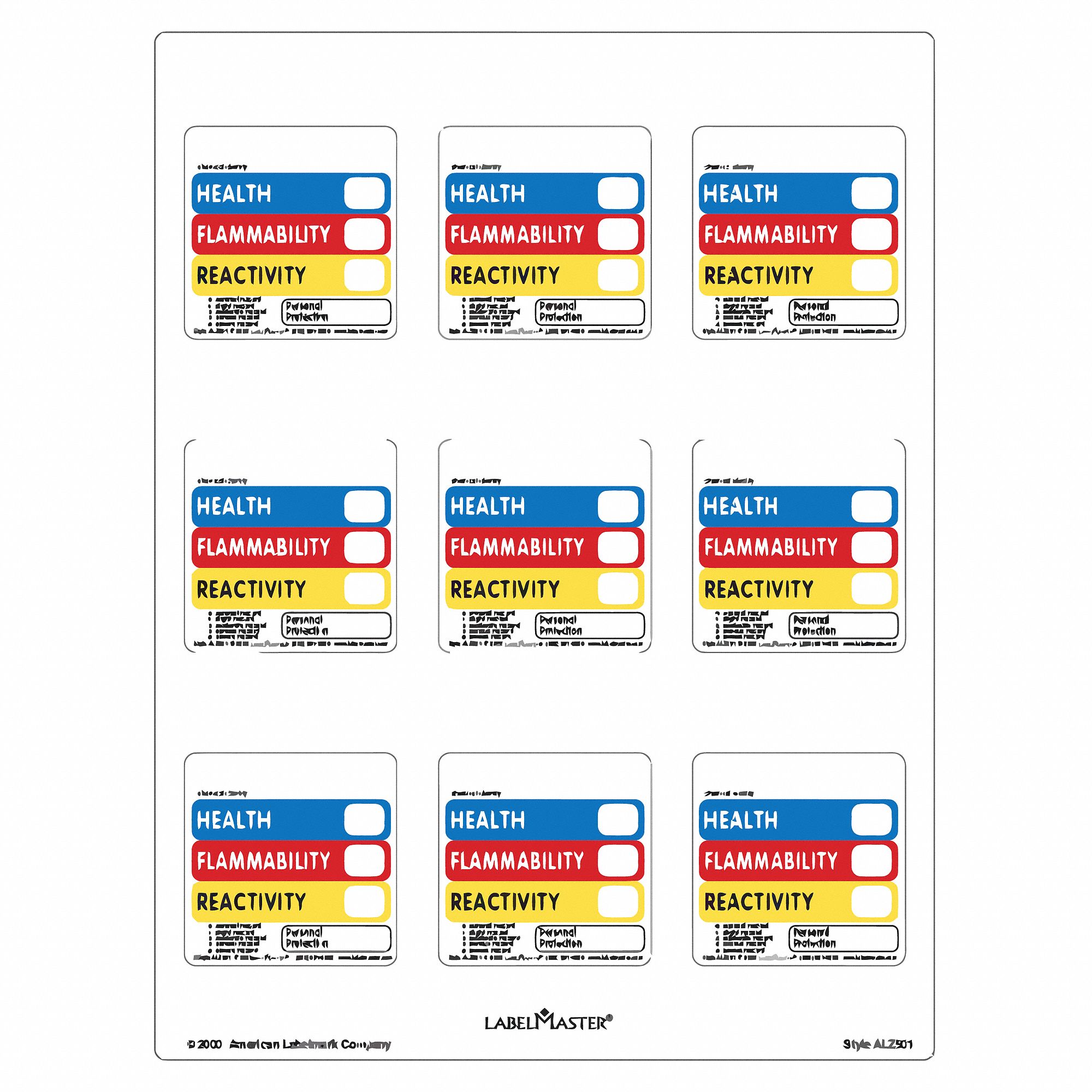 Hazcom Label, Paper, English, Health, Flammability, Reactivity, Black ...