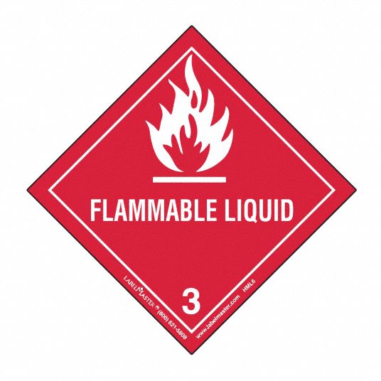 LABELMASTER, Flammable Liquid, 3 15/16 in x 3 15/16 in, DOT Container ...