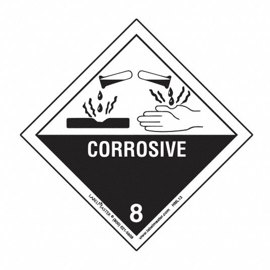 LABELMASTER, Corrosive, 3 15/16 in x 3 15/16 in, DOT Container Label ...