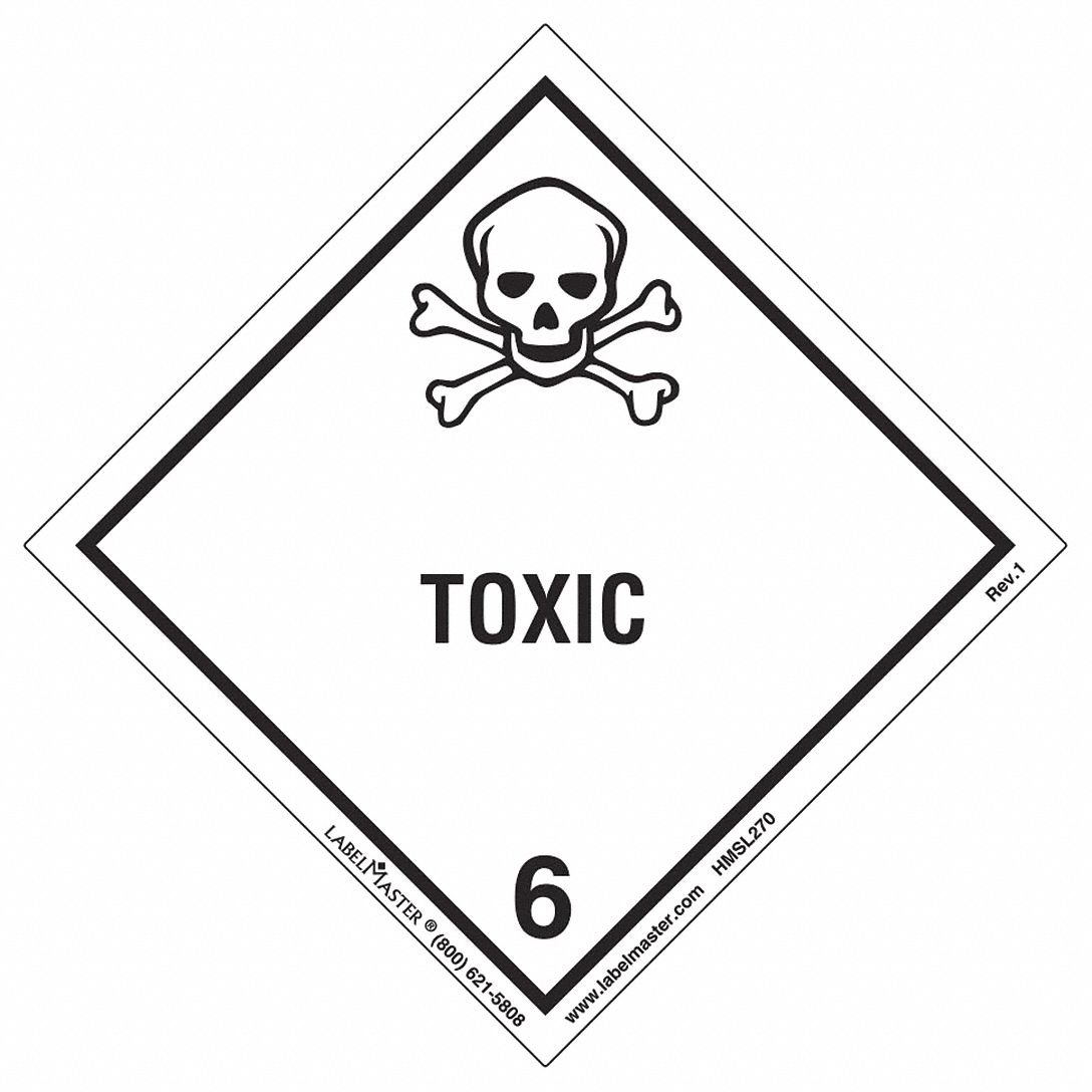LABELMASTER, Toxic, 4 in x 4 in, DOT Container Label - 35ZJ89|HMSL270 ...