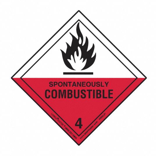 LABELMASTER DOT Container Label: Spontaneously Combustible, 3 15/16 in ...