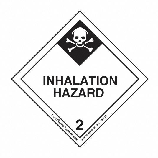 LABELMASTER, Inhalation Hazard, 3 15/16 in x 3 15/16 in, DOT Container ...