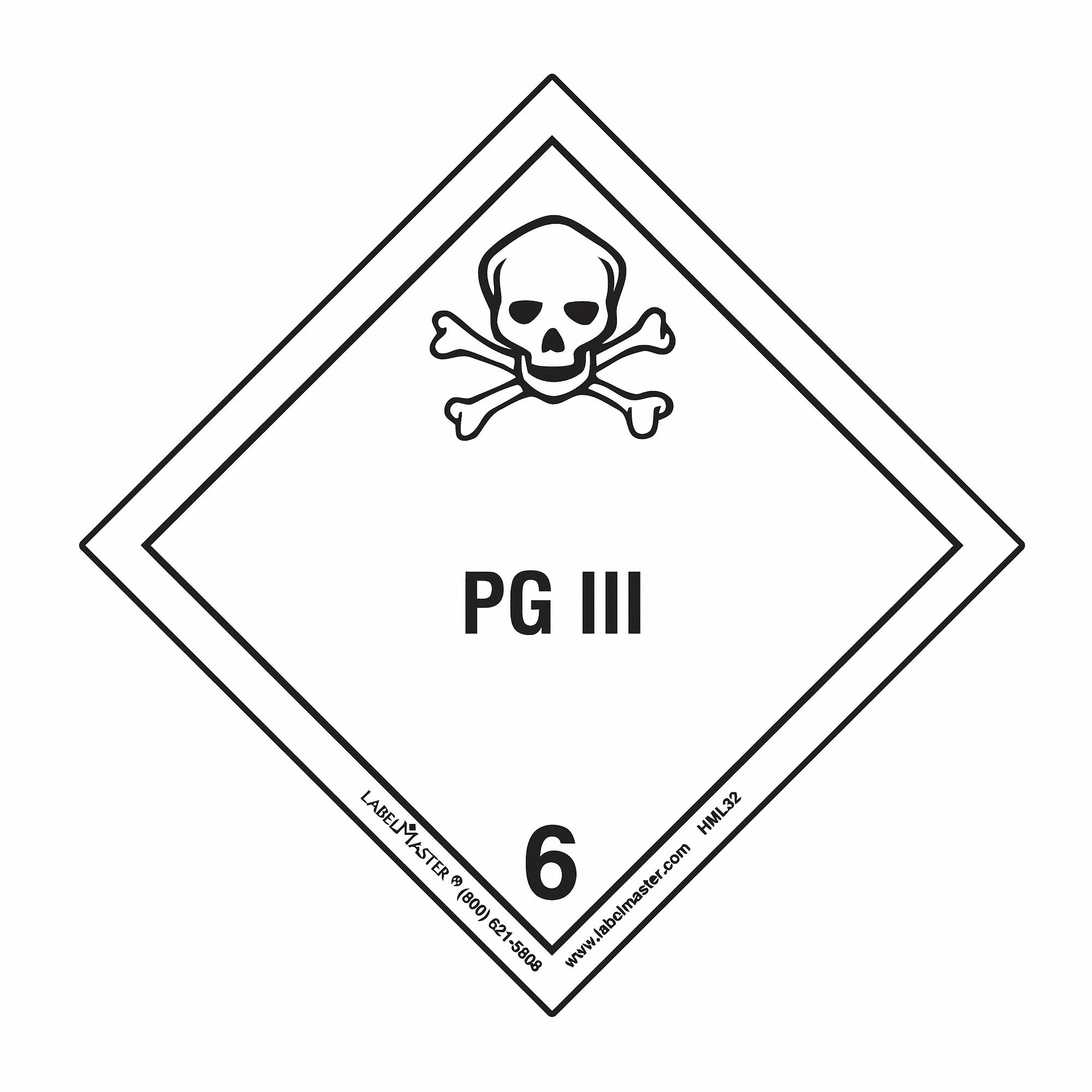 LABELMASTER, PG III, 3 15/16 in x 3 15/16 in, DOT Container Placard ...