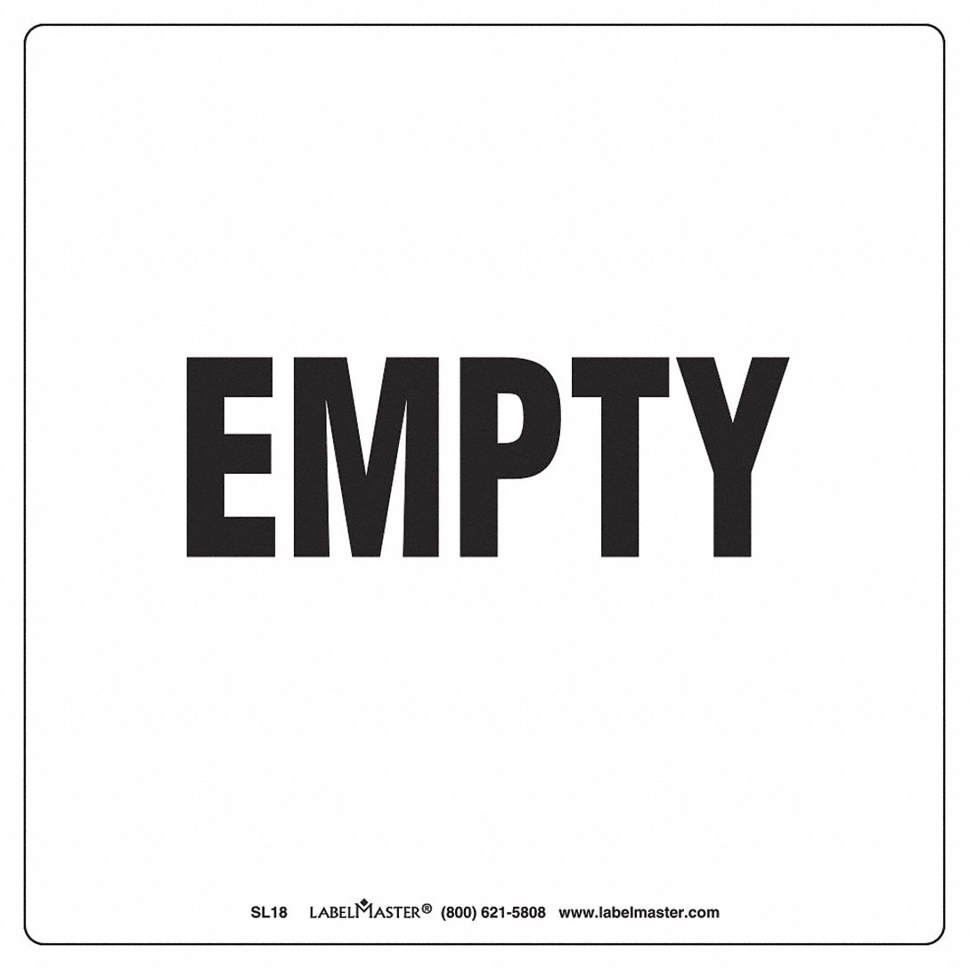 LABELMASTER, "Empty" Label, 4 in x 4 in, DOT Container Label - 35ZK93 ...