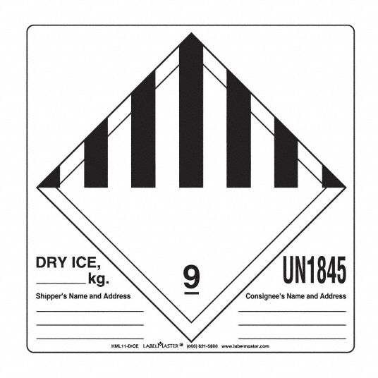 LABELMASTER, Dry Ice, 6 in x 6 in, DOT Container Label - 35ZK98|HML11 ...