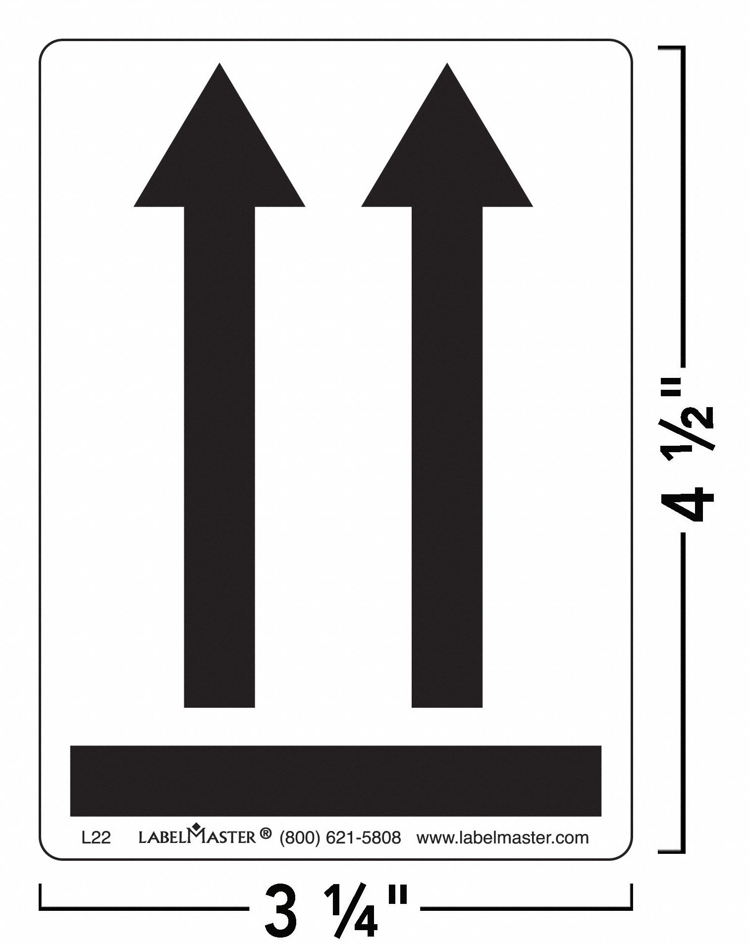 LABELMASTER Instructional Handling Label: Black Arrows Up, 3 1/4 in ...