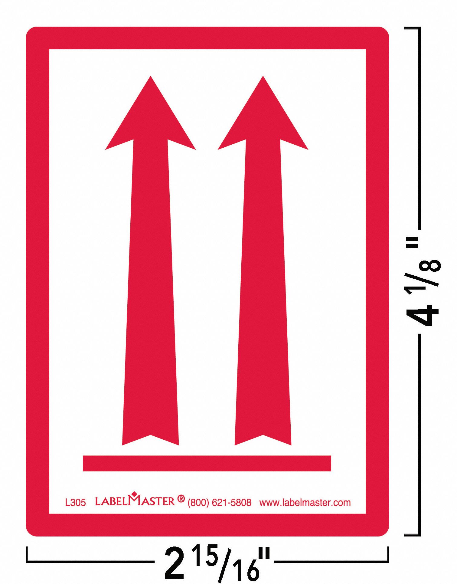 LABELMASTER Instructional Handling Label: Red Arrows Up, 2 5/16 in ...