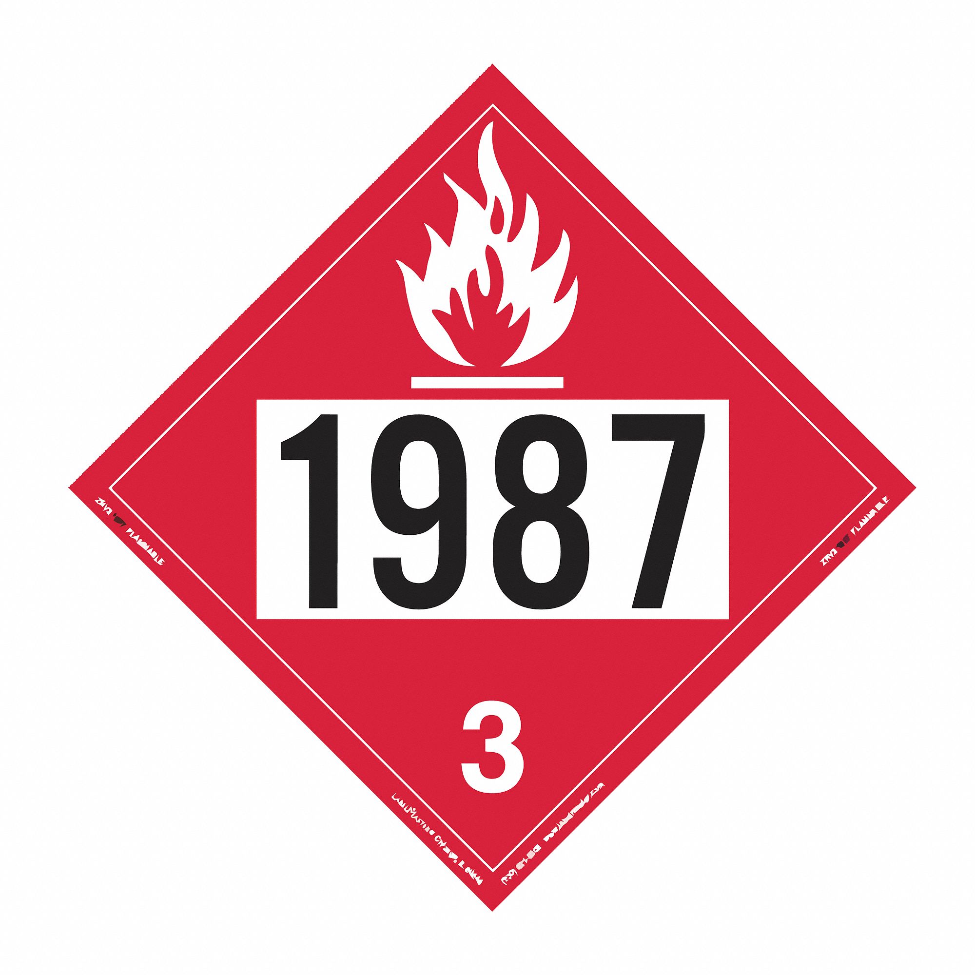 1987 10 3 4 In Label Wd DOT Container Placard 35ZL40 35ZL40 Grainger