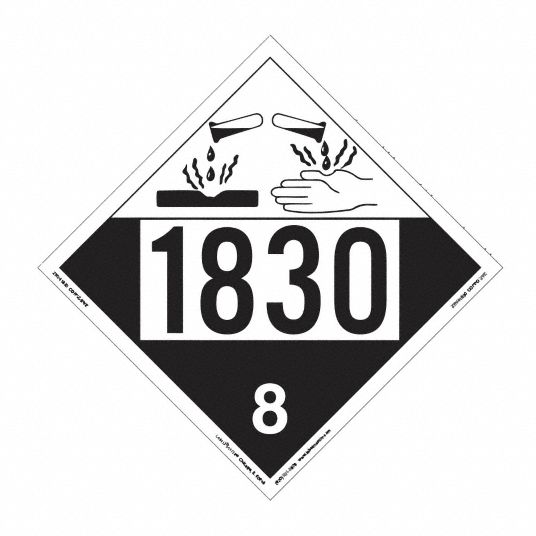 LABELMASTER, Corrosive UN 1830, 10 3/4 in x 10 3/4 in, DOT Container ...