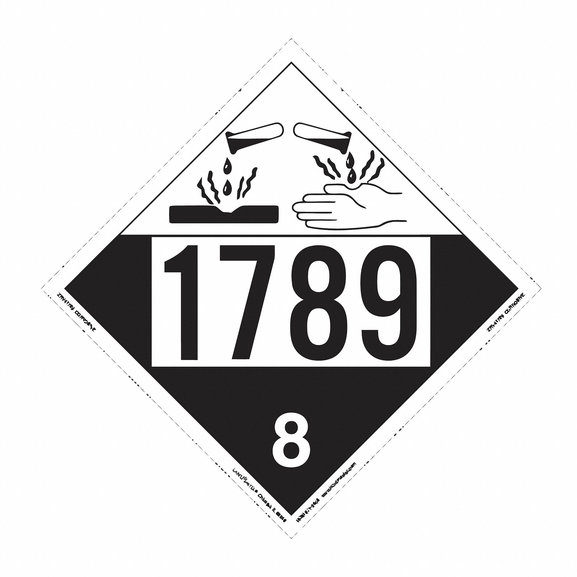 Corrosive UN 1789, 10 3/4 in Label Wd, DOT Container Placard - 35ZL49 ...