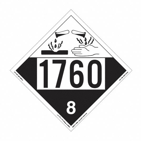 Corrosive UN 1760, 10 3/4 in Label Wd, DOT Container Placard - 35ZL58 ...