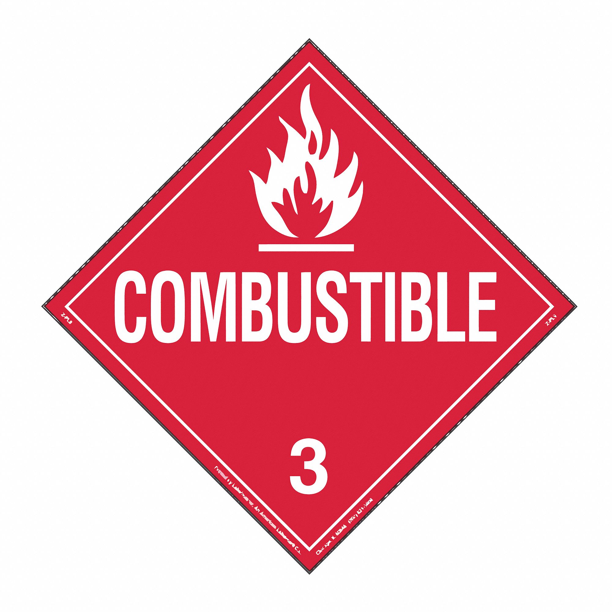 LABELMASTER, Combustible, 10 3/4 in x 10 3/4 in, DOT Container Placard ...