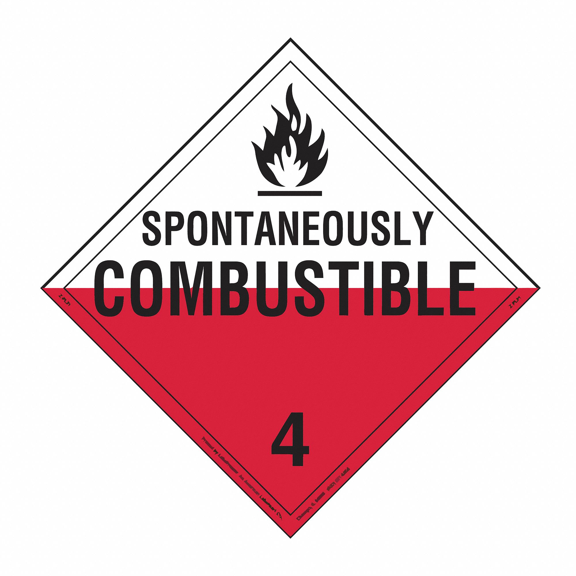 LABELMASTER, Spontaneously Combustible, 10 3/4 in x 10 3/4 in, DOT ...