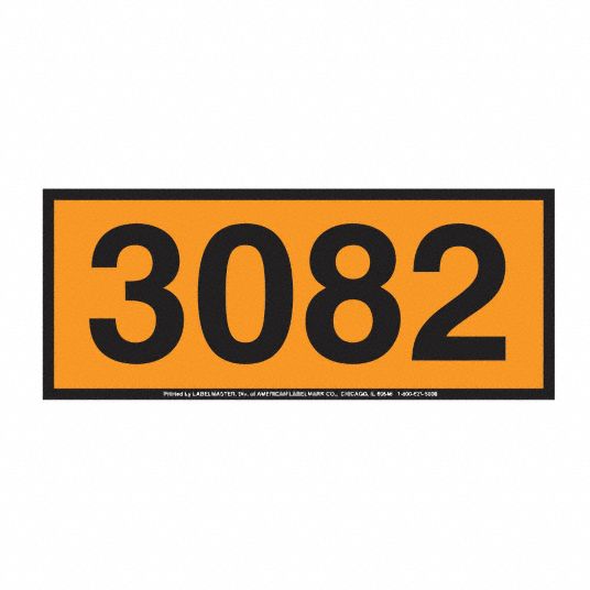 LABELMASTER UN Container Placard: UN 3082, 6 19/64 in Label Wd, 15 3/4 ...