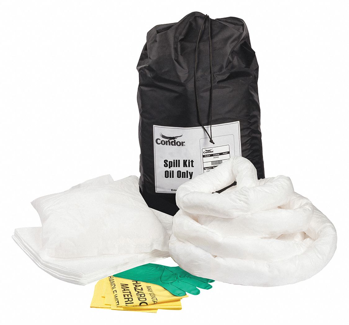 CONDOR, 9 gal Volume Absorbed Per Kit, (1) Pr Goggles/(1) Pr Nitrile ...