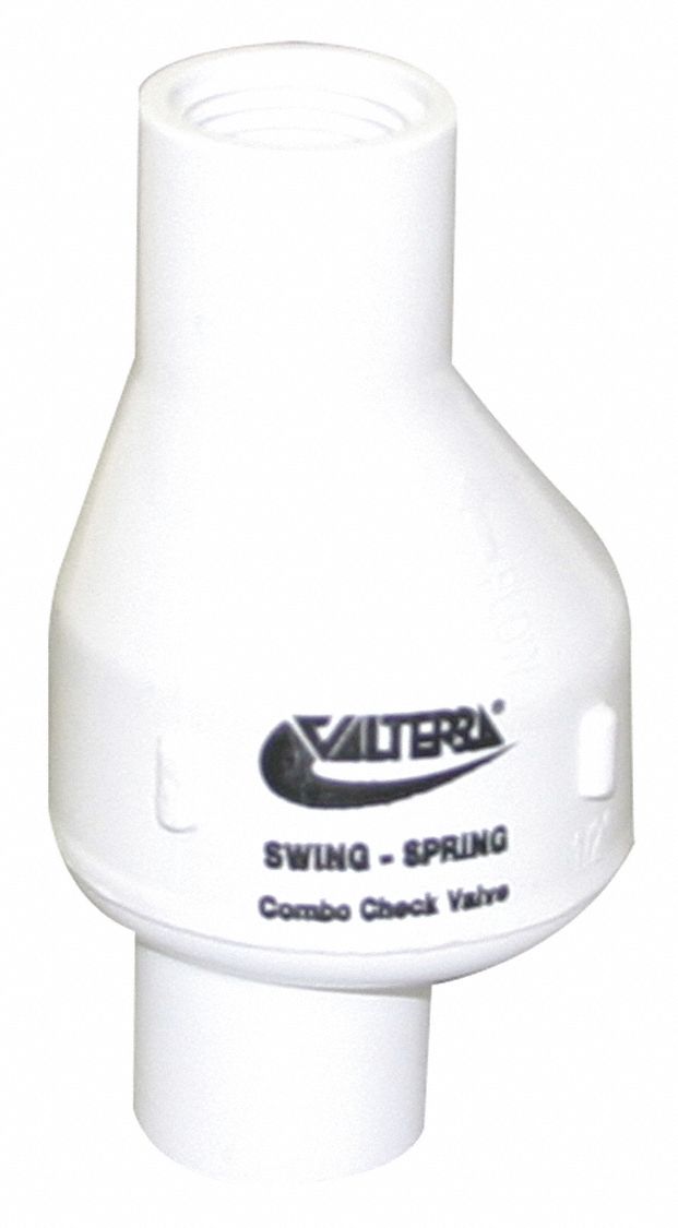 Check Valve,1/2in,FPT x FPT,White - Grainger