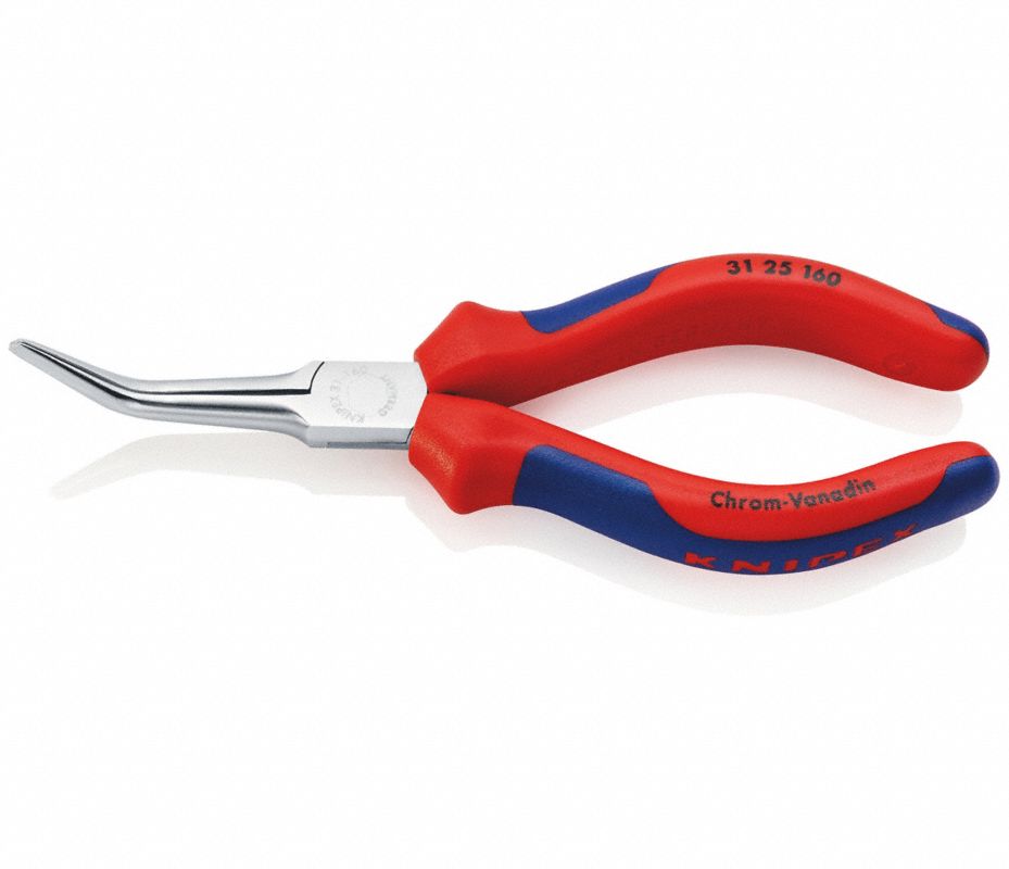 KNIPEX Pinza Punta Larga Curva 6-1/4" Acero al Cromo Vanadio Azul/Rojo ...
