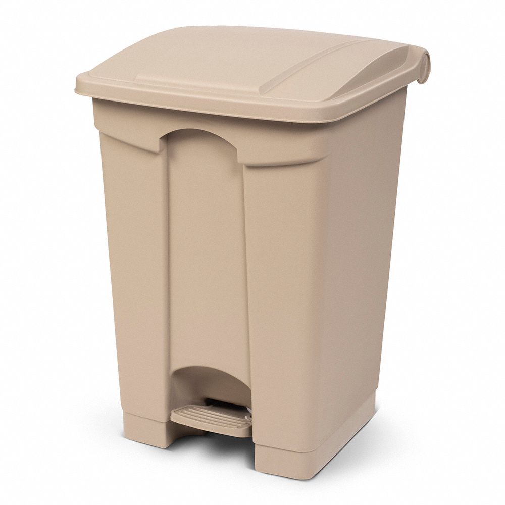 TOTER, HDPE/LLDPE/Molded Polyethylene, 12 gal Capacity, Step-On Trash ...