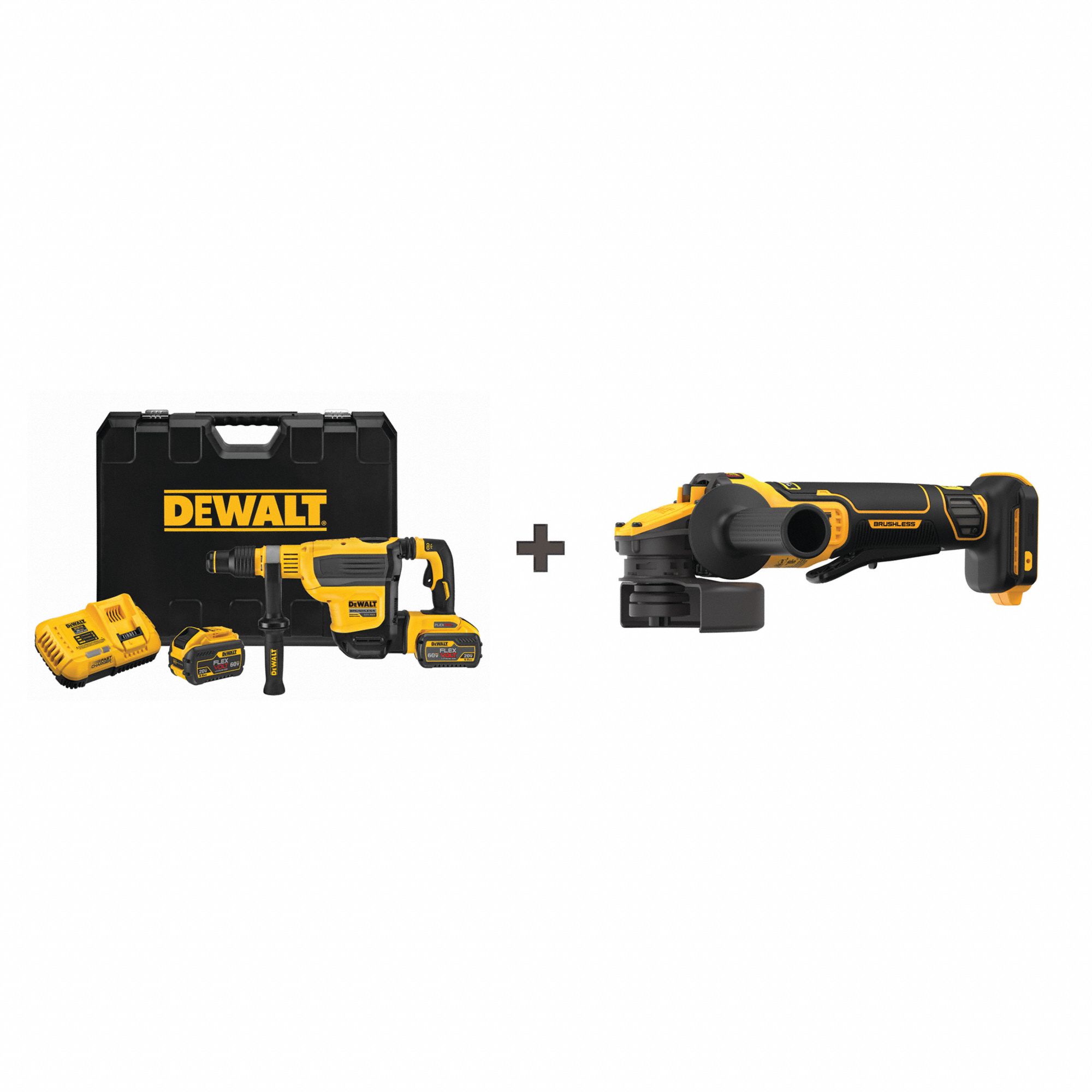 DEWALT, L-Shape, 20 V/60 V, Cordless Combination Kit - 361CK7|DCH614X2 ...