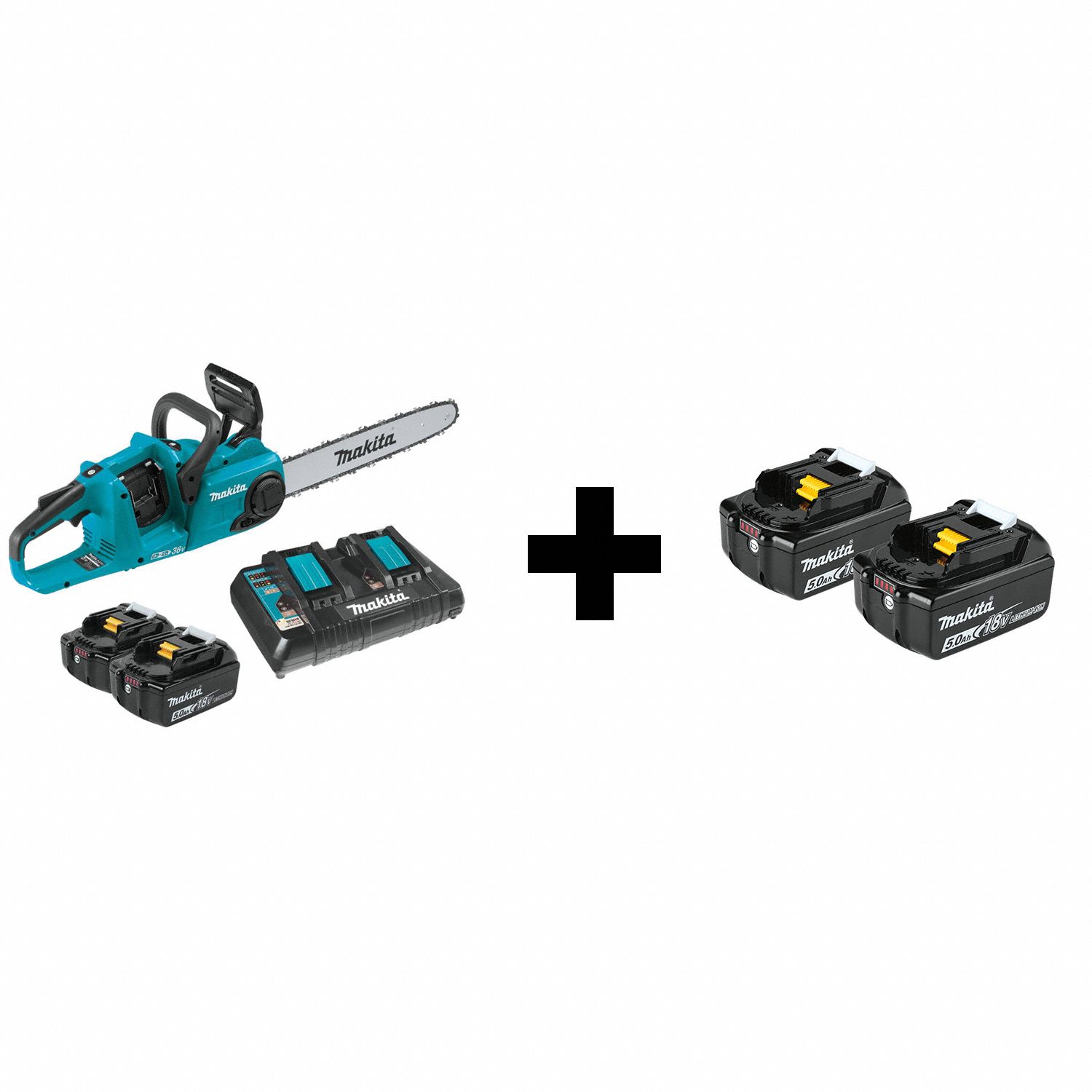 MAKITA, 16 in Bar Lg, Auto Chain Oiler, Battery-Powered Chain Saw ...