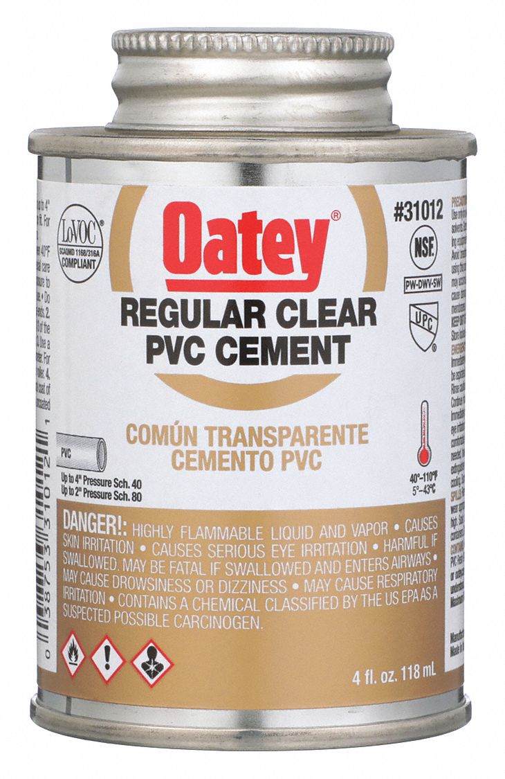 PVC Cement,Regular Clear,4oz - Grainger