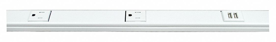 USB Plugmold,White,5 Outlets,2 USB,3 ft. - Grainger