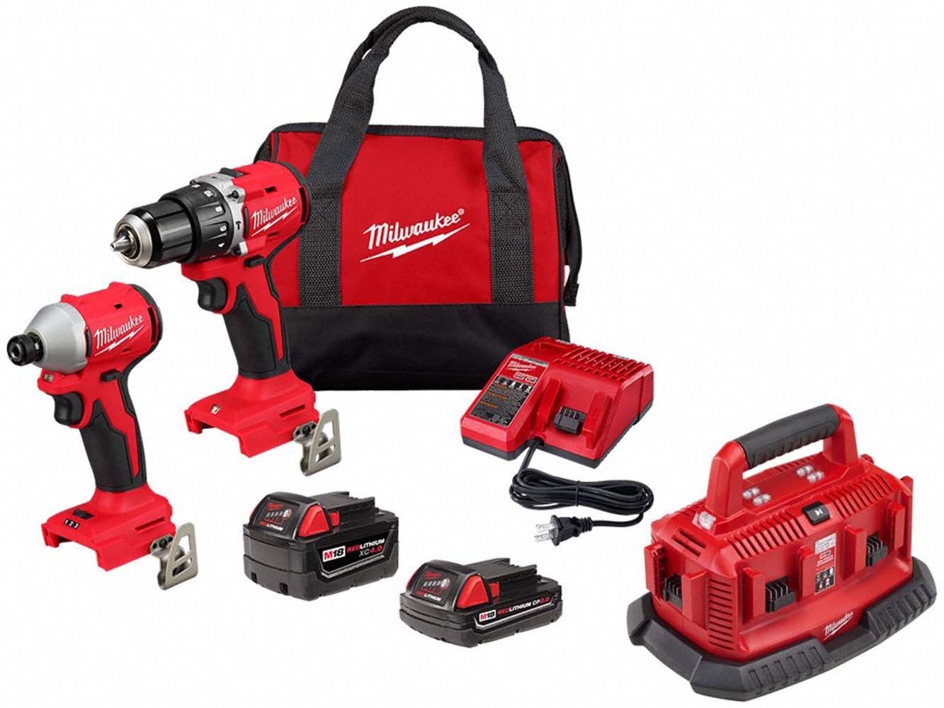 MILWAUKEE, 2 Tools, Hammer Drill/Impact Driver, Cordless Combination ...