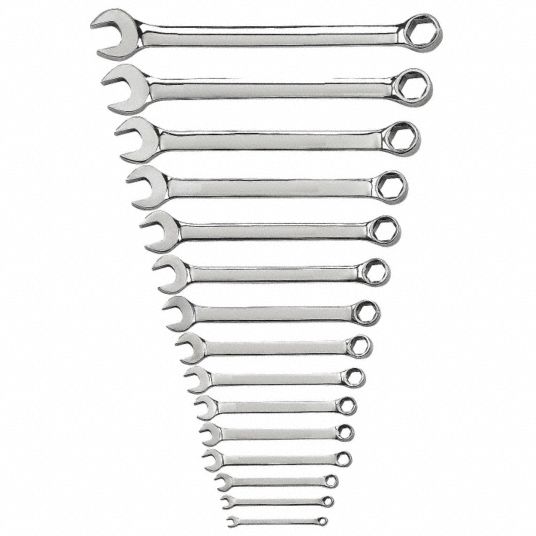 Combination Wrench Set, Full Polish - Grainger
