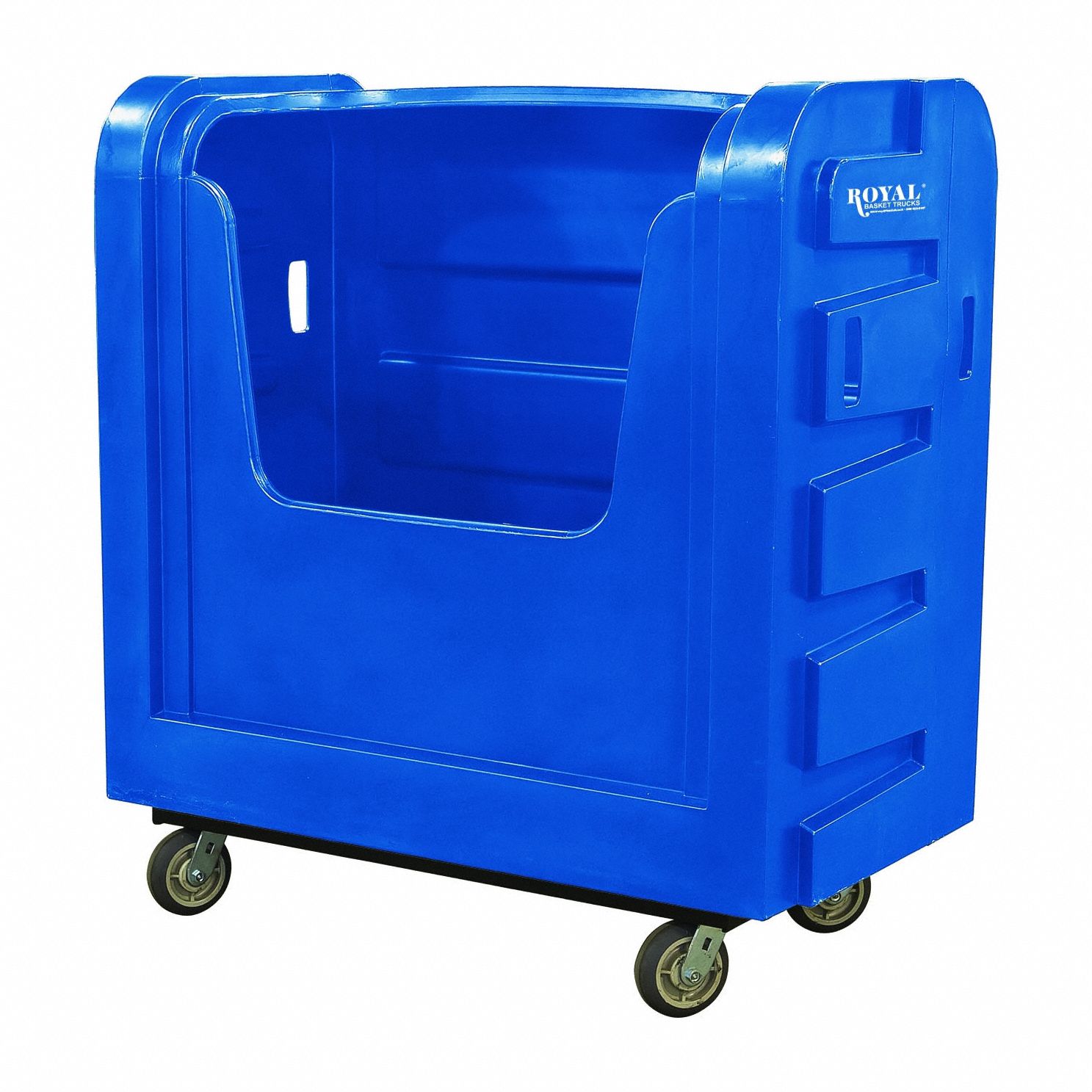 ROYAL BASKET TRUCKS, Blue, (2) Rigid/(2) Swivel, Bulk Transport Cart ...