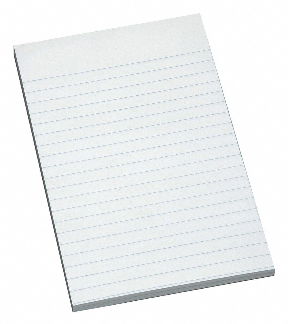 ABILITY ONE Notepad: 8-1/2 in x 11-3/4 in Sheet Size, Narrow, White, 50 ...