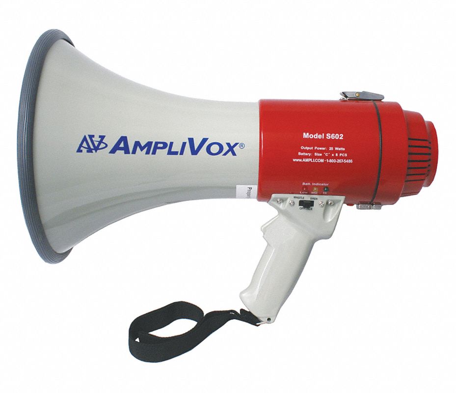 AMPLIVOX SOUND SYSTEMS Megáfono, Rango Operativo 1 mi., Potencia de ...