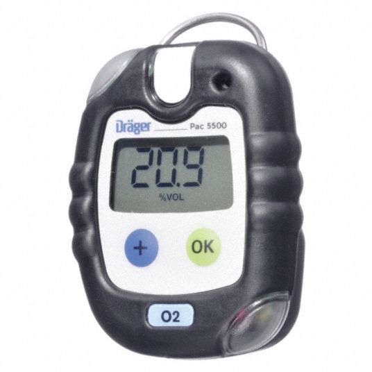 Single Gas Detector, 0 to 25 Vol % Sensor Range, Audible, Visual ...