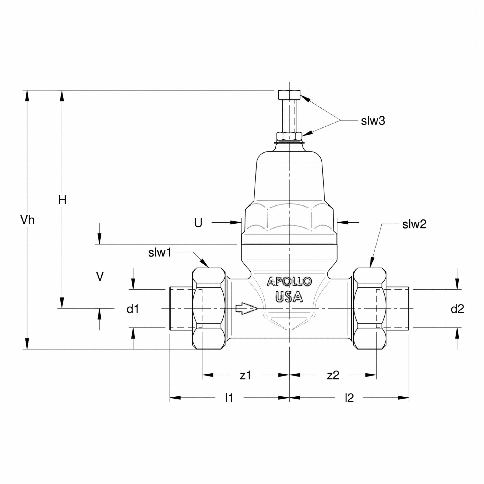 APOLLO, NPT x NPT, 3/4 in Pipe Size, Water Pressure Reducing Valve ...