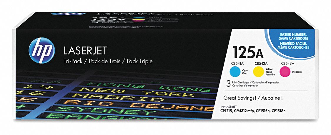 HP, Tri-Color, 125A, Toner Cartridge - 36EG73|CE259A - Grainger