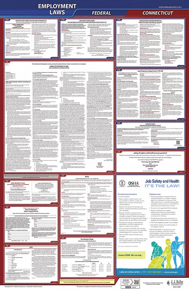 JJ KELLER, Federal and State Labor Law, CT, Labor Law Poster - 36EP45 ...